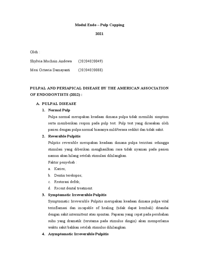 Pulp Capping: Cara dan Bahan yang Tepat | PDF