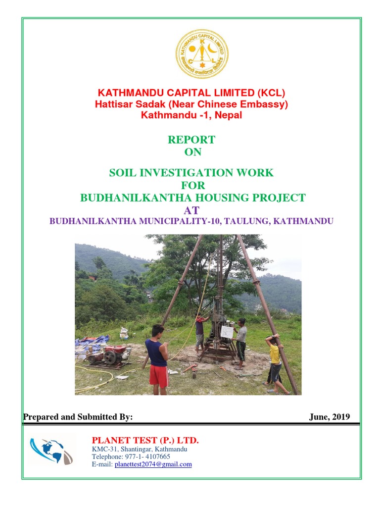 Final Report On Soil Investigation Work For Budhanilkantha Housing ...