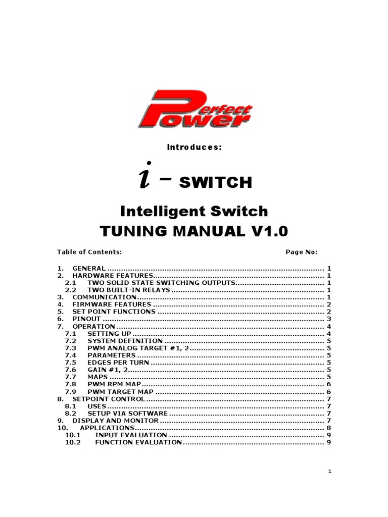 I-Switch Tuning Manual v1.0 | PDF | Relay | Switch