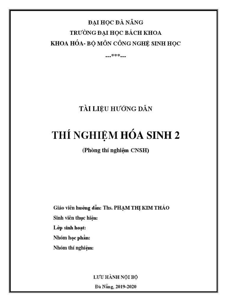 Tlhd 19sh Thí Nghiệm Hóa Sinh 2 | PDF