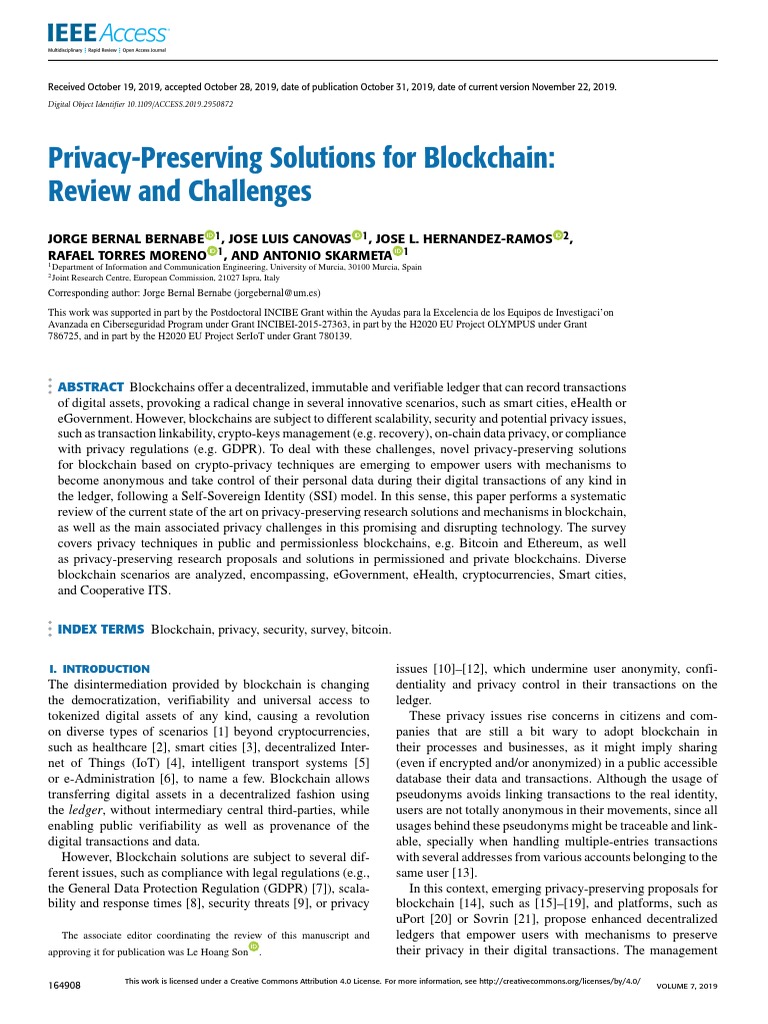 Privacy-Preserving Solutions For Blockchain Review and Challenges | PDF ...