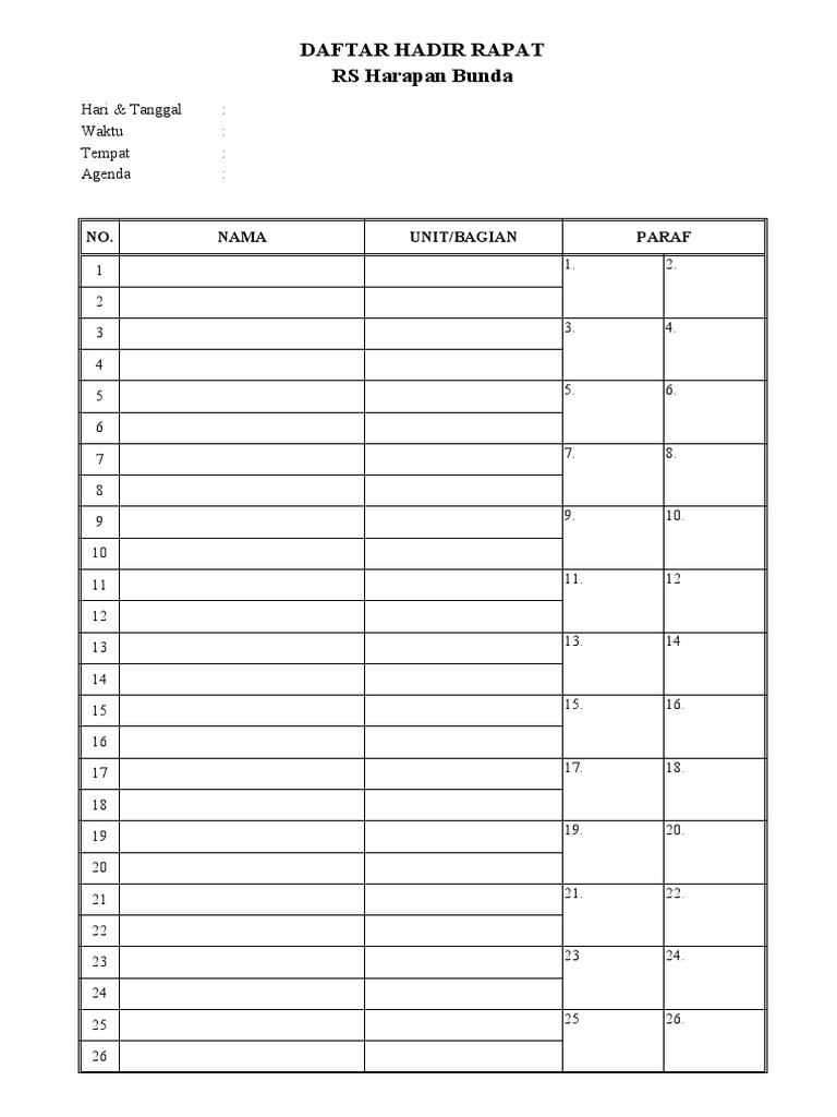 Template Absen | PDF