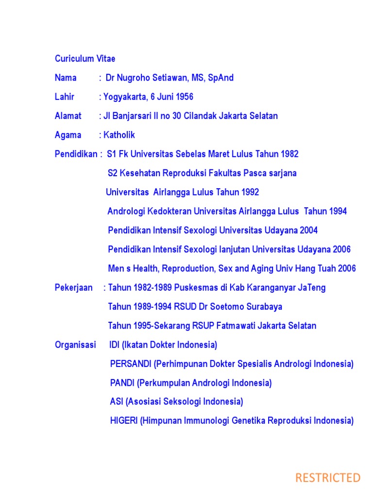 CV DR Nugroho | PDF