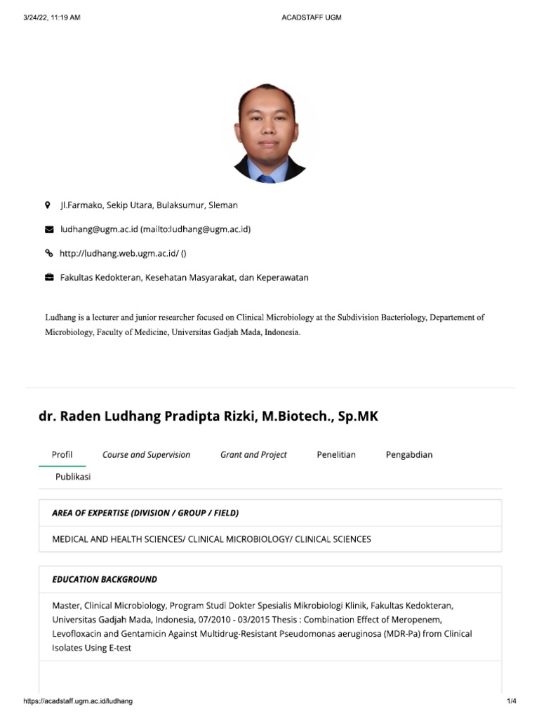 CV Dr. Raden Ludhang Pradipta Rizki, M.biotech., SPMK | PDF