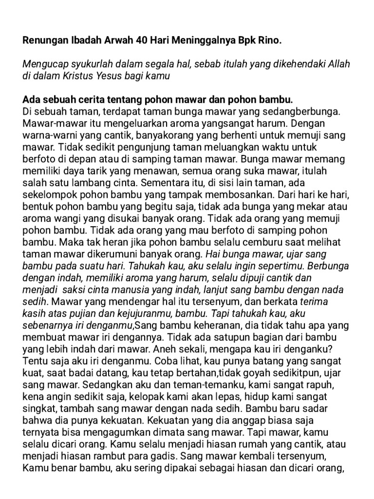 Renungan Ibadat Arwah 40 Hari | PDF