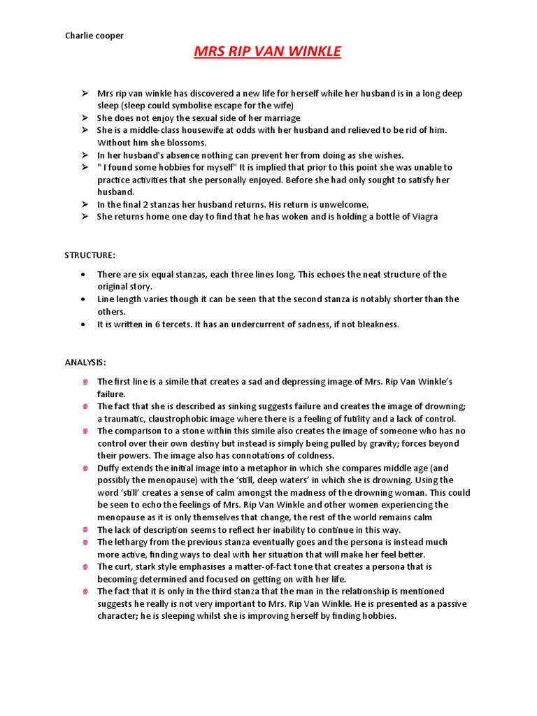 Mrs Rip Van Winkle | PDF