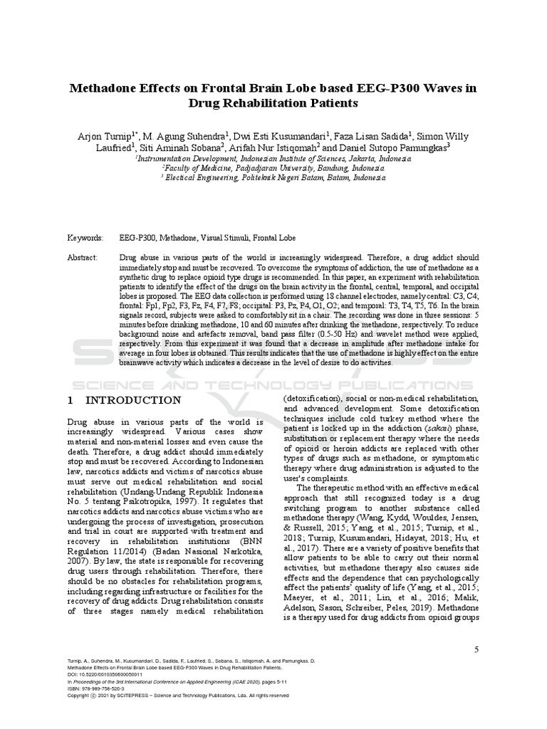 Methadone Effects On Frontal Brain Lobe Based EEG-P300 Waves in Drug ...