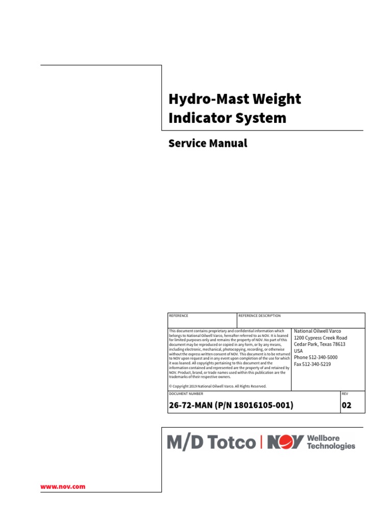 Hydro-Mast Weight Indicator System: Service Manual | PDF | Pipe (Fluid ...