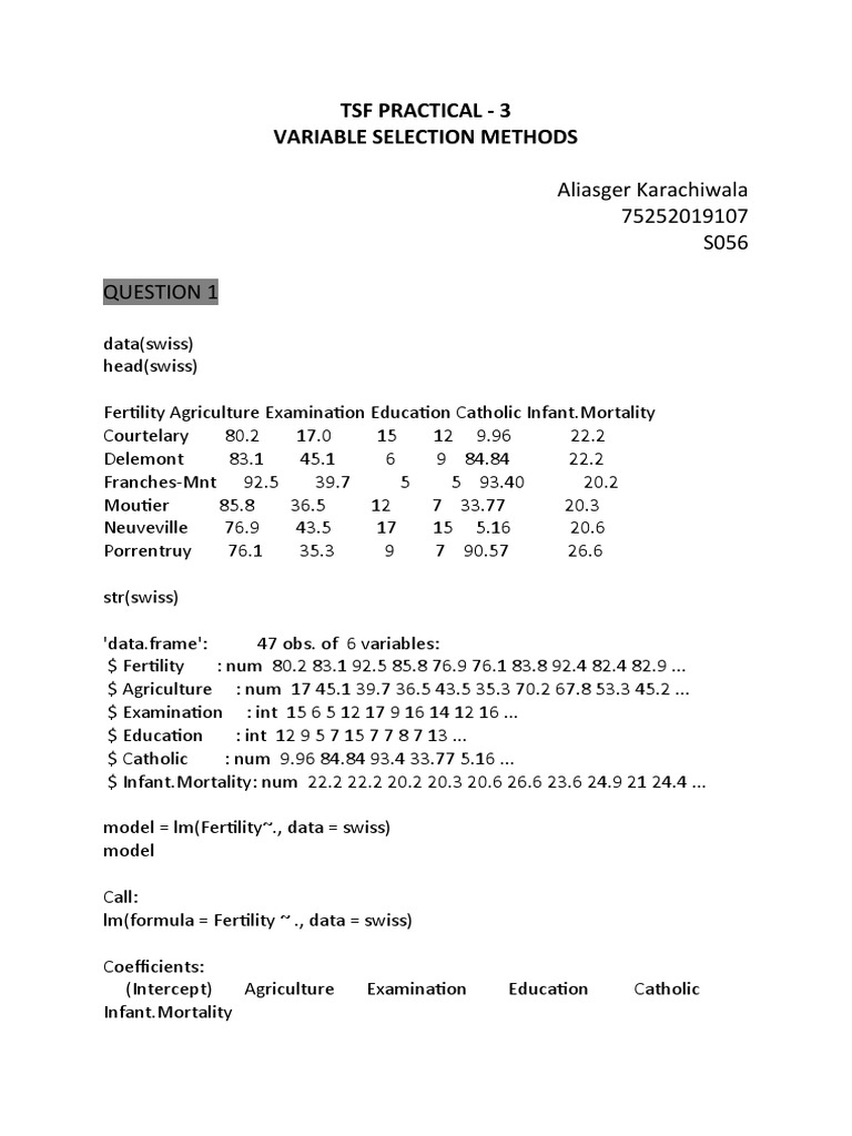 S056-Aliasger Prac3 | Download Free PDF | Errors And Residuals | Coefficient Of Determination
