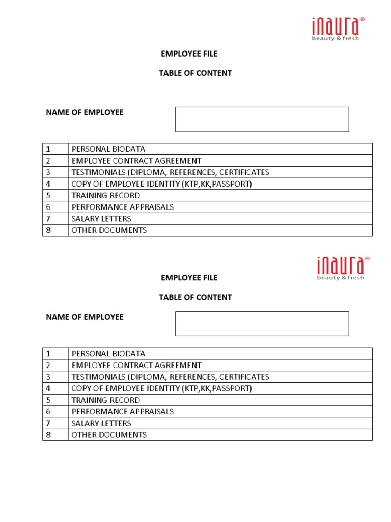 Employee File List | PDF