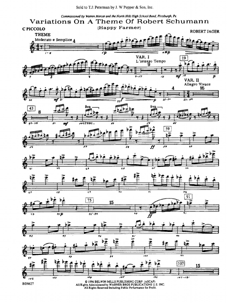 Variations On A Theme by Robert Schumann (Parts) | PDF