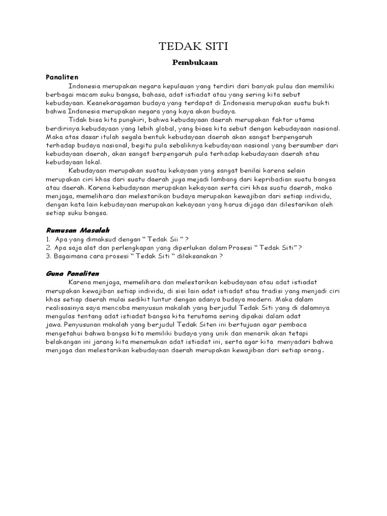 Tedak Siten: Tradisi Adat Jawa | PDF | Kajian Bahasa Asing