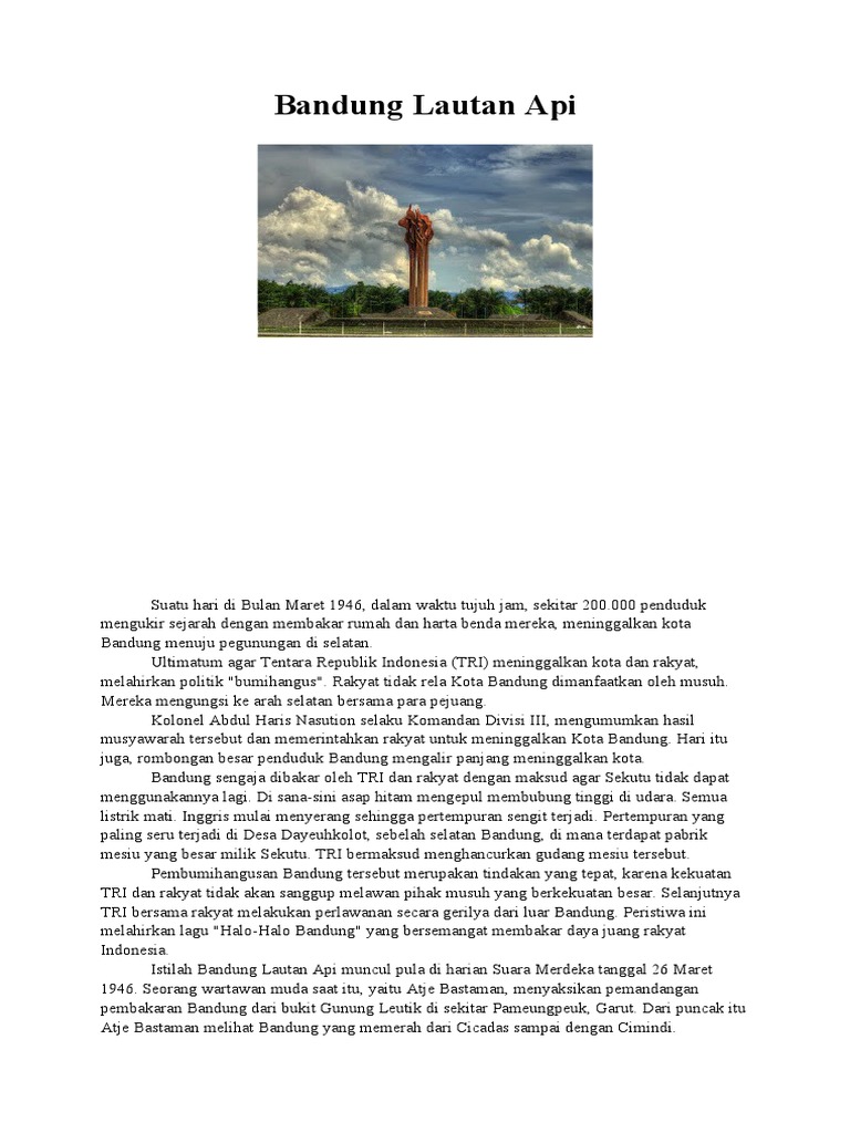 Novel Sejarah Bandung Lautan Api | PDF