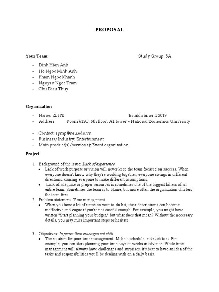 2022 Proposal | PDF | Time Management | Professional Skills