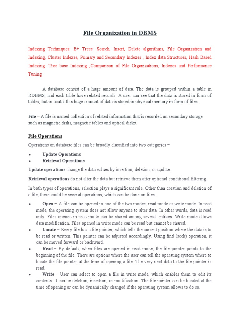 File Organization in DBMS | PDF | Database Index | Computer File