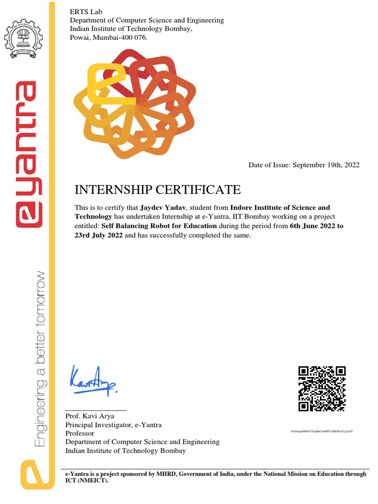 Eyantra Internship Certificate (1) | PDF