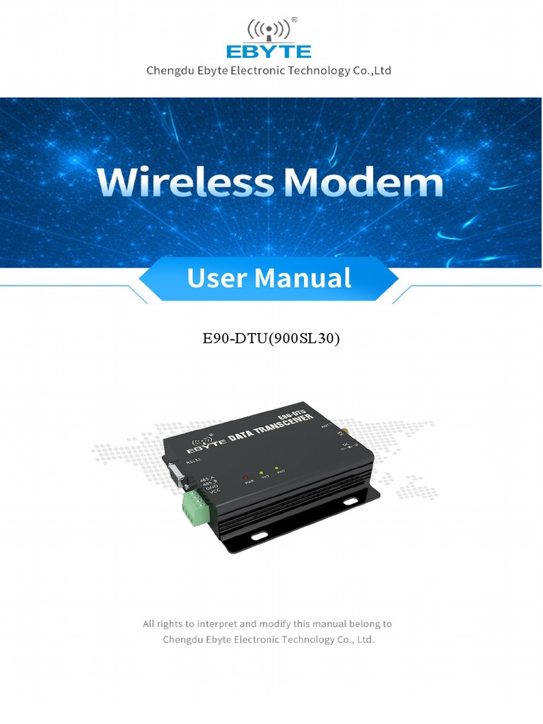 E90-Dtu (900sl30) Usermanual en v1.1 | PDF | Transmitter | Bit Rate