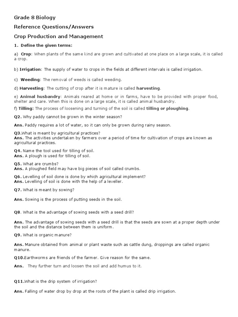 Gr8 Notes Crop Production | PDF | Fertilizer | Weed