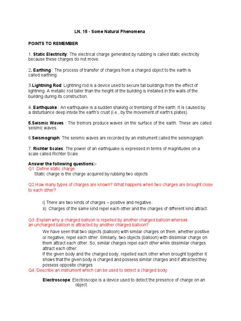 Some Natural Phenomena | PDF | Earthquakes | Lightning