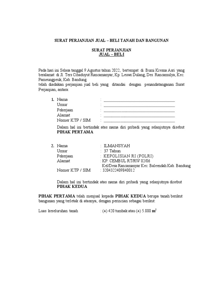 SPJB Tanah PDF | PDF