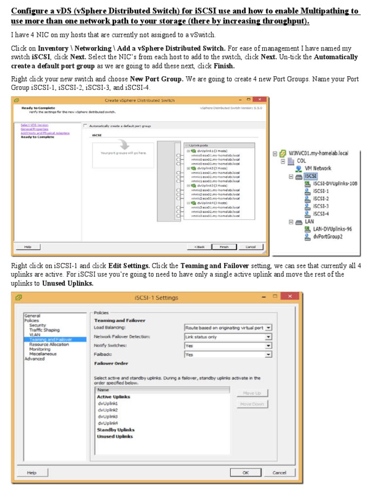 02 Configure A VDS (VSphere Distributed Switch) For ISCSI Use | PDF
