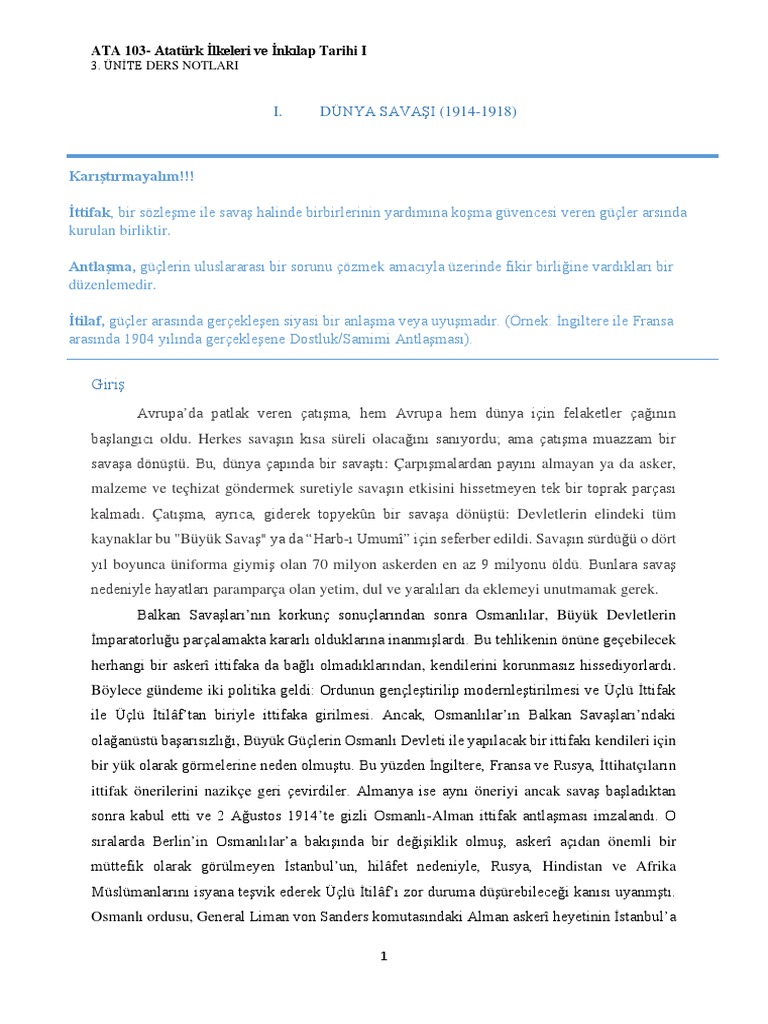 Ata 103 3. Üni̇te | PDF