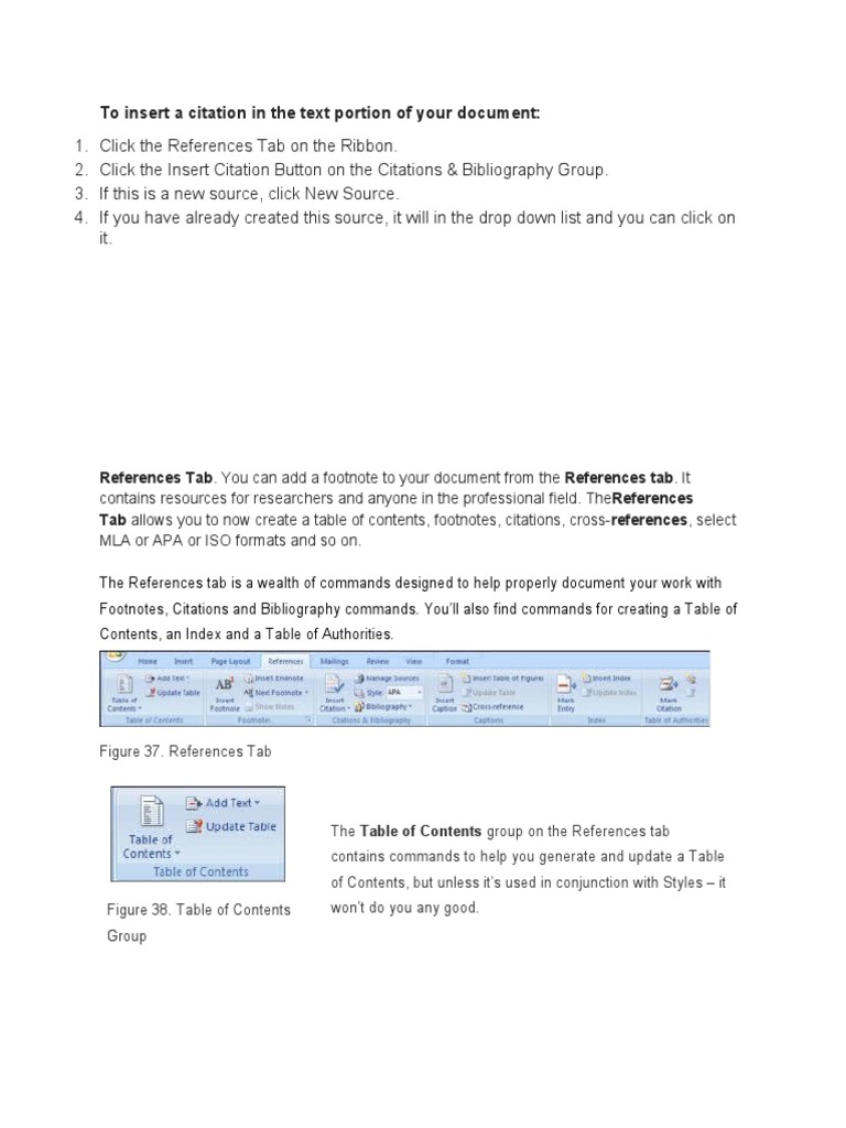 Inserting Citations and References in Word | PDF | Citation | Note ...