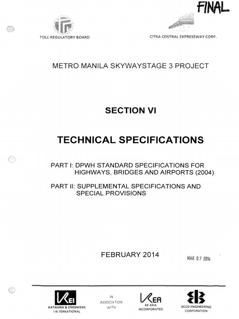 Technical Specification (Skyway Stage3) | PDF | Concrete ...