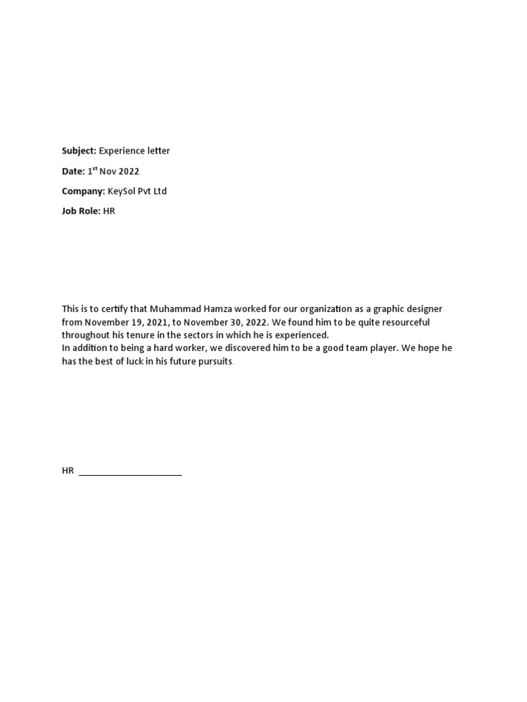 Experience Letter | PDF