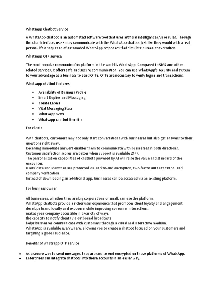 Whatsapp Chatbot Proposal Content | PDF | Authentication | Instant ...