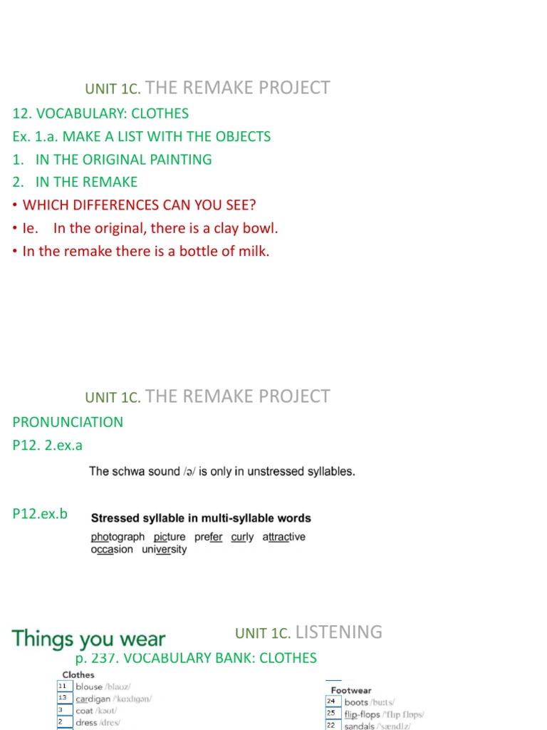 The Remake Project: Unit 1C | PDF