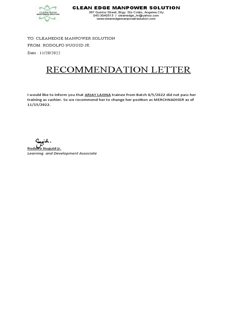 Standard Recommendation Letter Sample Recommendation Letter.pdf