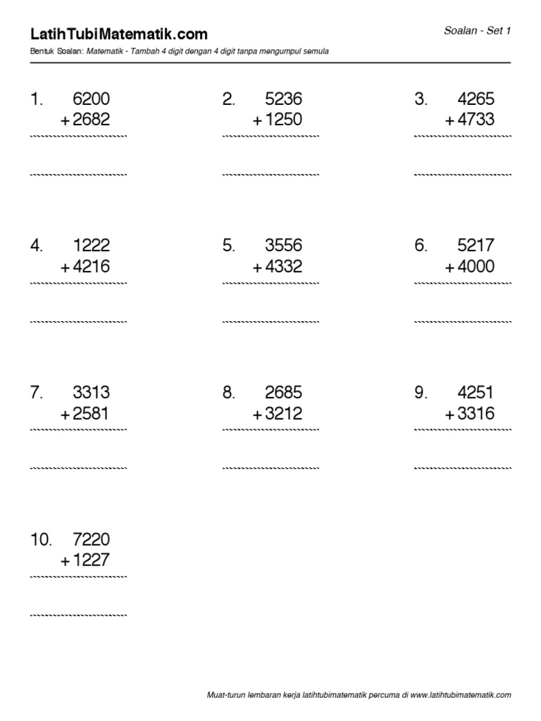 Tambah 4 Digit Dengan 4 Digit Ta Pdf