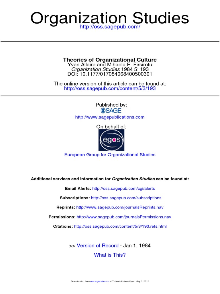 Theories of Organizational Culture - Organization Studies-1984-Allaire ...