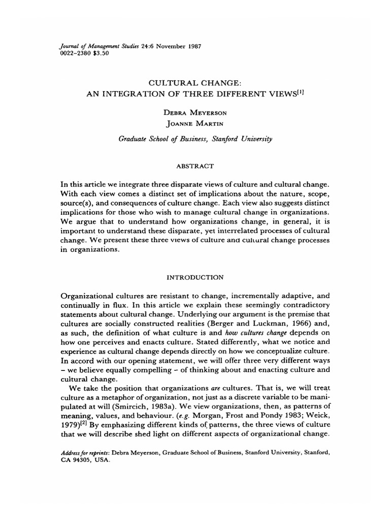 Cultural Change Paradigms in Organizations | PDF | Paradigm ...