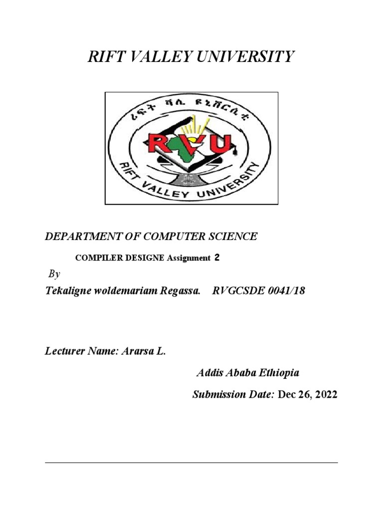 COMPILER DESIGN ASSIGNMENT TWO 17 12 2022 Submit | PDF | Program ... COMPILER DESIGN ASSIGNMENT TWO 17 12 2022 Submit | PDF | Program ...