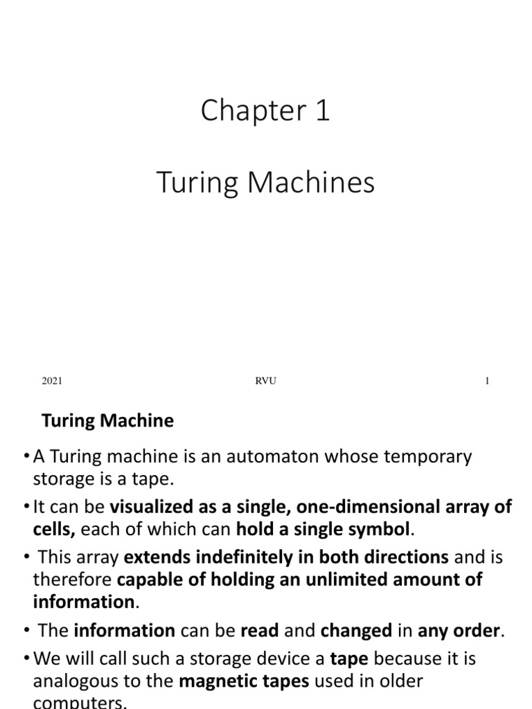 Chapter 1 Turing Machines | PDF | Theoretical Computer Science | Computing