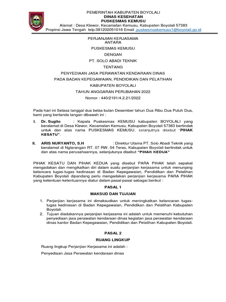 MOU PT - Solo Abadi Teknik | PDF | Bisnis | Pengelolaan Keuangan & Uang