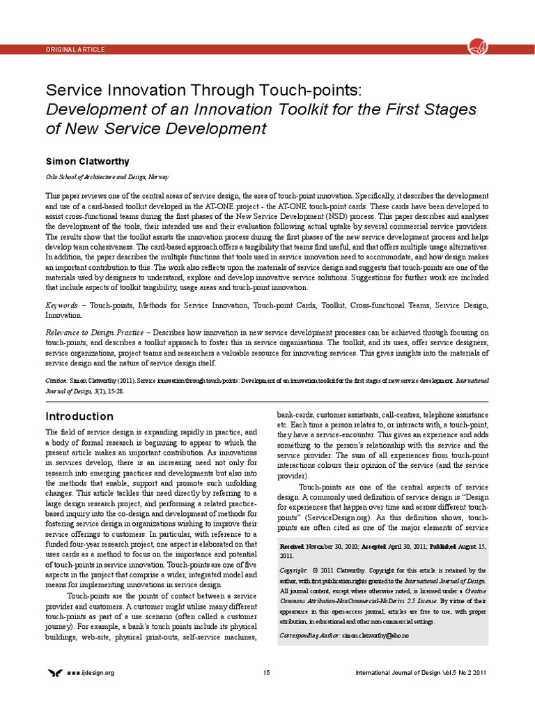 Service Innovation Through Touch-points-Development of An Innovation ...