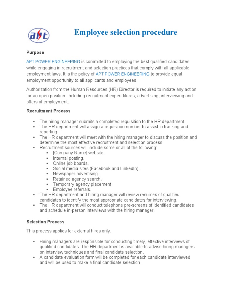 Employee Selection procedure-APT | PDF | Recruitment | Business