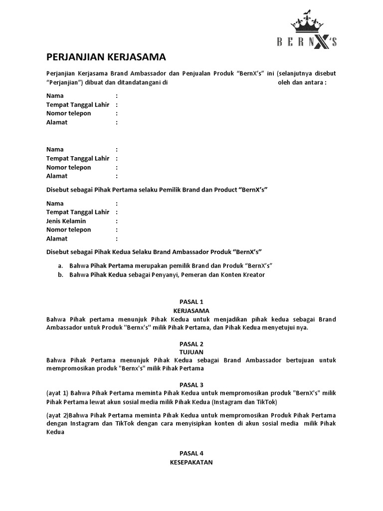Perjanjian Kerjasama | PDF