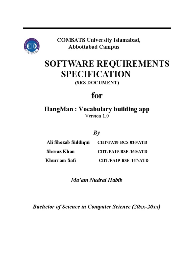 Software Requirements Specification For: Hangman: Vocabulary Building App | PDF | Use Case ...