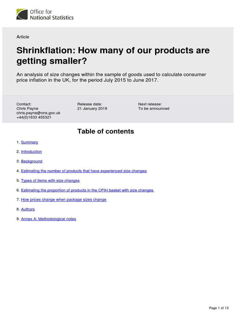 Shrinkflation How Many of Our Products Are Getting Smaller | PDF ...