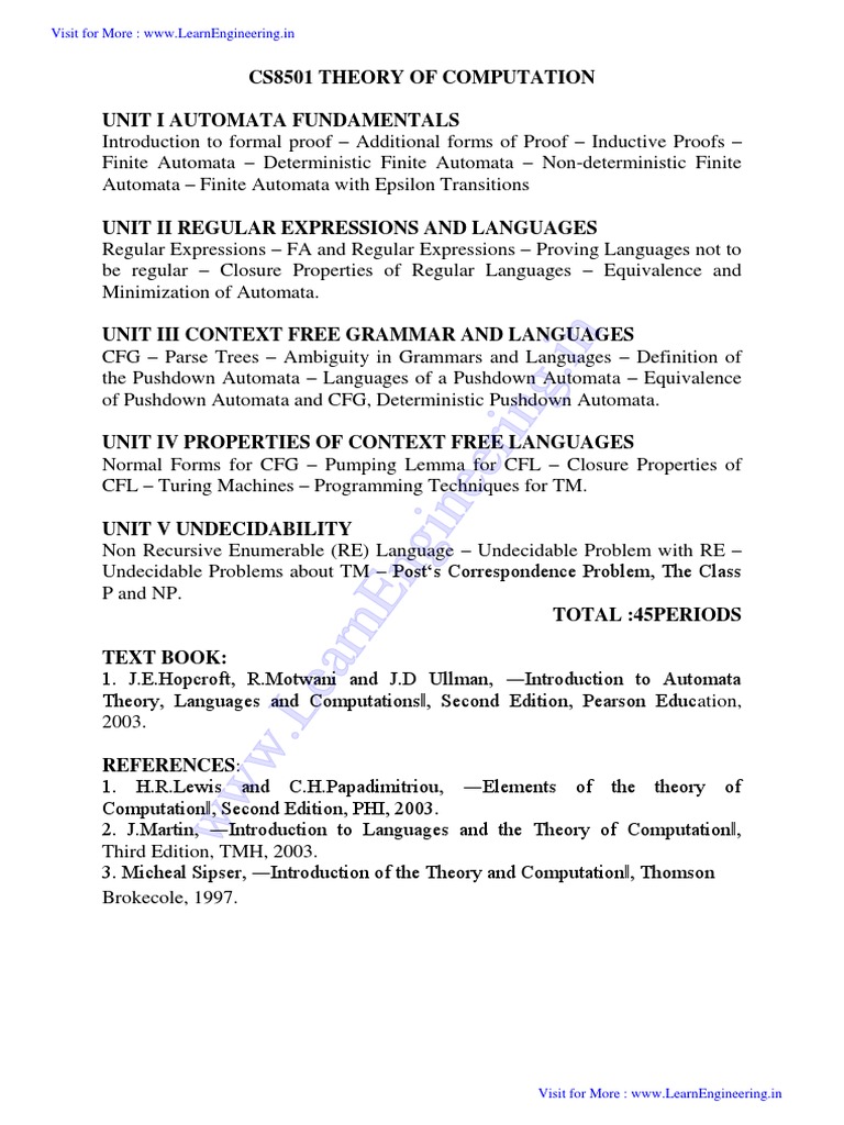 Cs8501 Theory Of Computation By Learnengineering In Download Free Pdf Parsing 4146