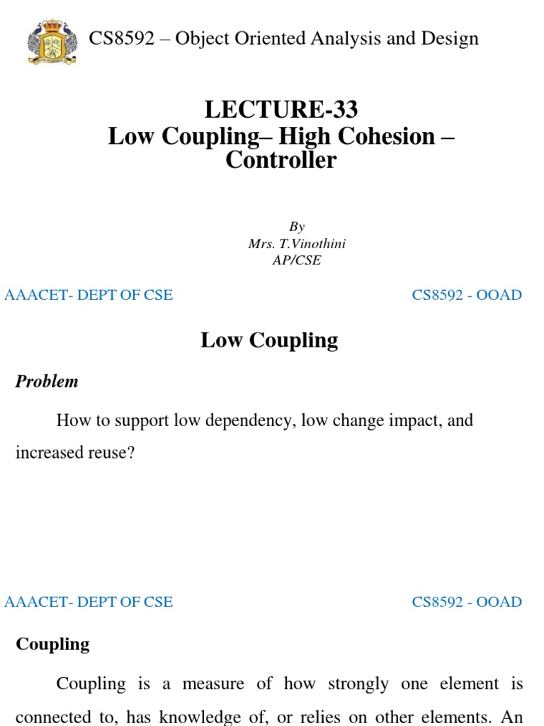 L33 - Low Coupling - High Cohesion - Controller | PDF | Inheritance ...