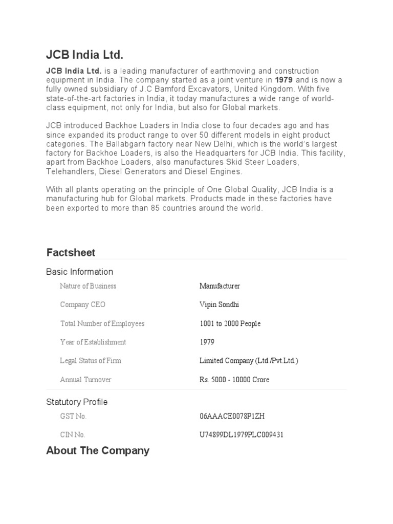 JCB India LTD | PDF | Economies | Business