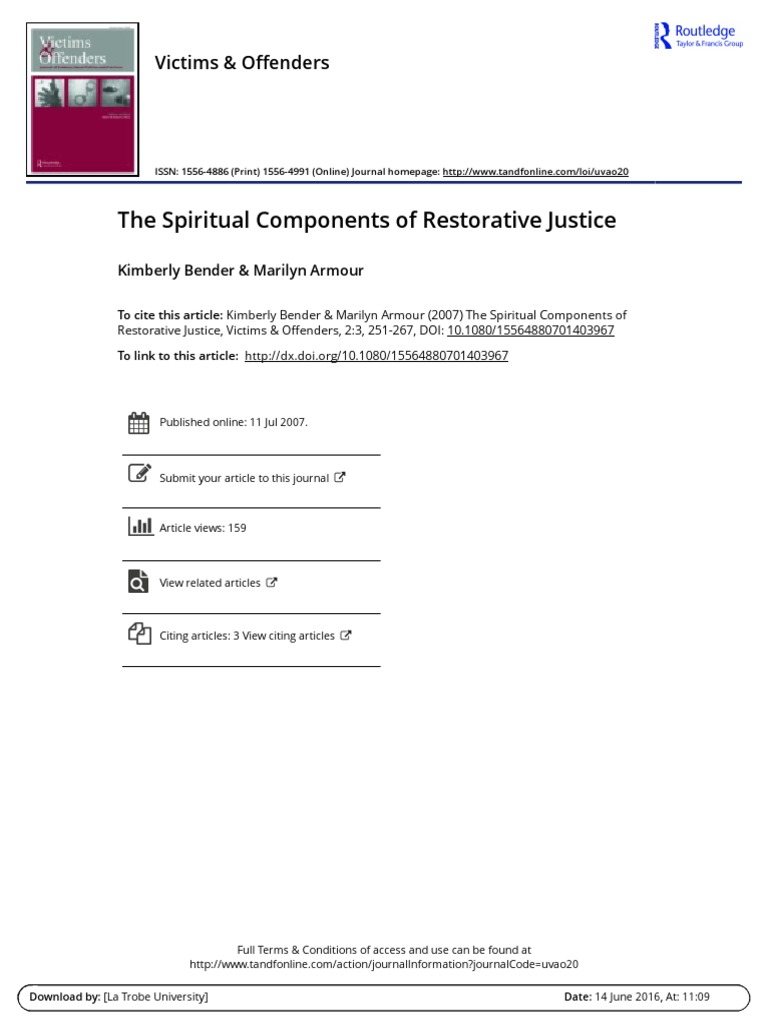 The Spiritual Components of Restorative Justice | PDF | Restorative Justice | Forgiveness