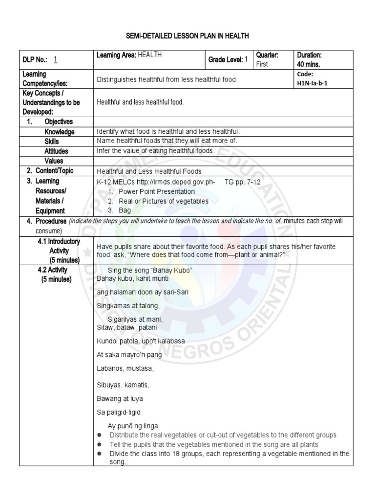 DLP Health 1 Quarter 1 | PDF | Meal | Infection