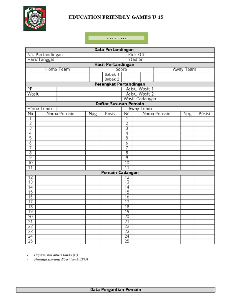Laporan Pertandingan Sepakbola | PDF