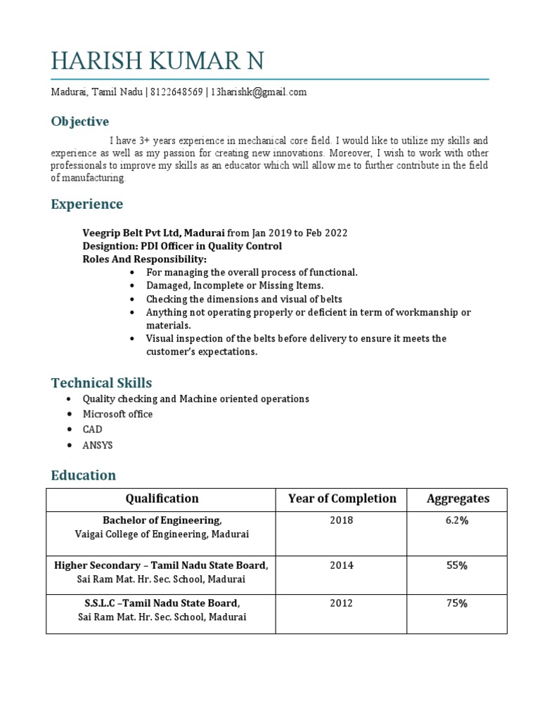 Harish Kumar Resume | PDF